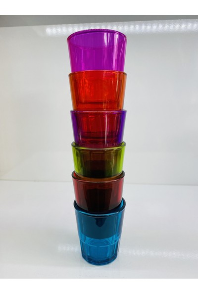 Transparan Renkli Kahve Yanı Su Bardağı Transparan Renkli Kahve Yanı Su Bardağı
