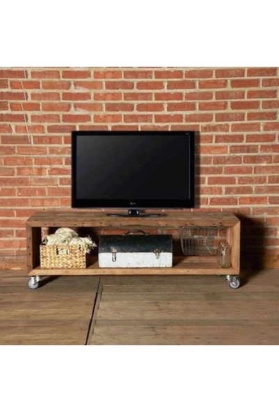 Doffo Blu Doğal Ahşap Tekerli Tv Standı Doffo Blu Doğal Ahşap Tekerli Tv Standı