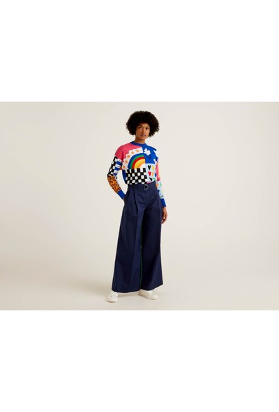 Benetton Kemer Detaylı Geniş Kesim Pantolon