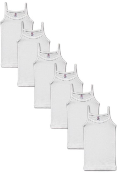 İki Yıldız Kız Çocuk Beyaz Ip Askılı Atlet Ribana 6'lı Paket 561