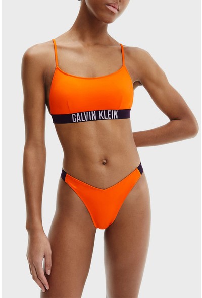Calvin Klein Logolu Çıkarılabilir Dolgulu Bralet Bikini Üstü Bayan Bikini Üstü KW0KW01851 Sea