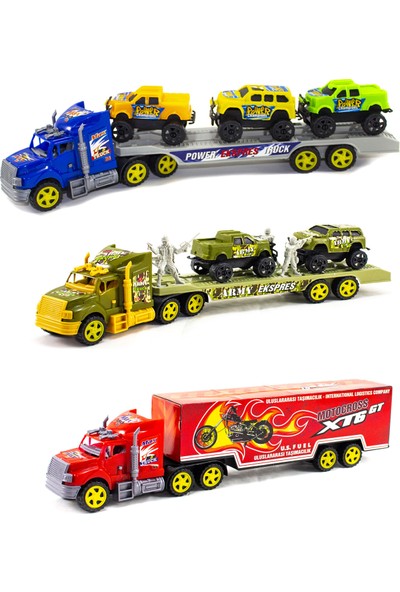 Mix Oyuncak Oyuncak Tır Üçlü Set Askeri Tır Nakliye Tır Taşıyıcı Tır 45 cm