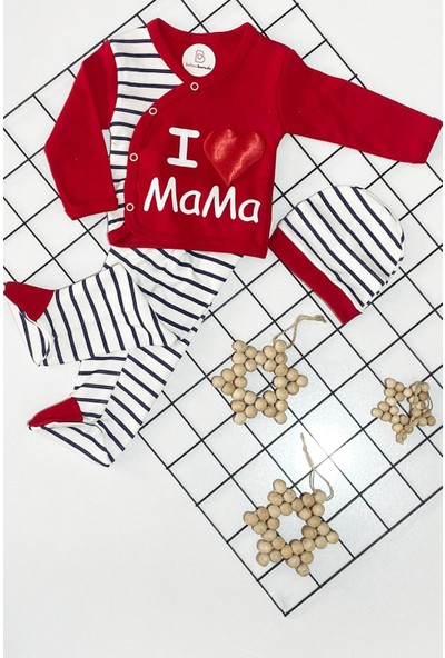 Bebeciburada I Love Mama Kendinden Bebek Eldivenli Üçlü Takım Bebeciburada I Love Mama Kendinden Bebek Eldivenli Üçlü Takım