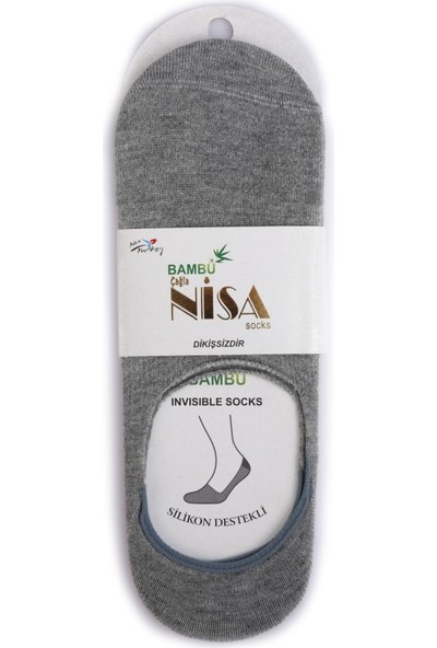 Çobanoğlu Kadın Açık Gri 3'lü Silikon Destekli Bambu Babet Çorap