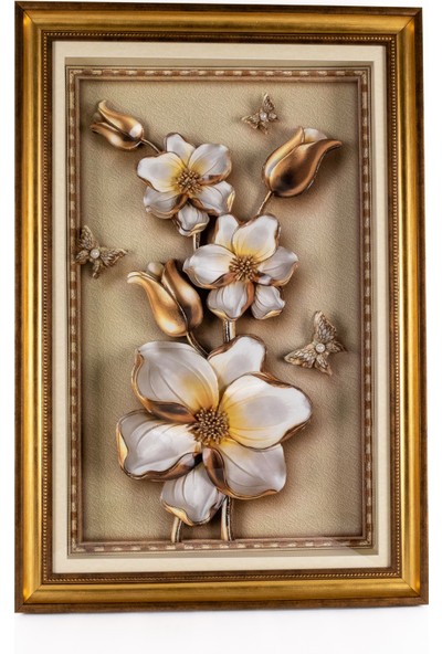 Ank Design Gold Çiçek ve Lale Rölyef Tablo Ank Design Gold Çiçek ve Lale Rölyef Tablo