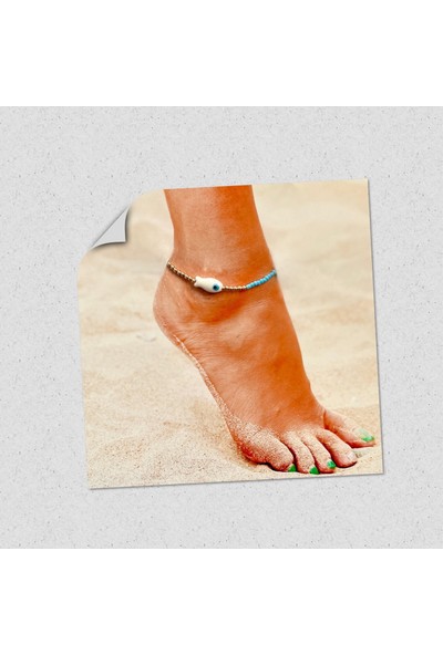 Cam Balık Figürlü Mavi Kum Boncuk Halhal