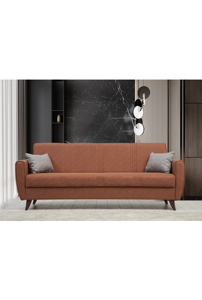 Minar Zaden Üçlü Koltuk-Kiremit 95