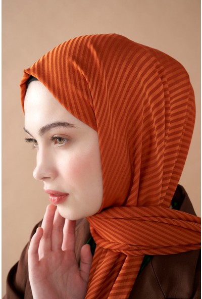 Modakaşmir Orjinal Ipeksi Turuncu Kiremit Şal