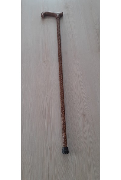 Alkese Kayın Ağacından, Yakma Kalemi ile Özel Olarak Yapılmış Damlacık ve Halkacık Desenli Destek Bastonu Baston - Yakma Alkese Kayın Ağacından, Yakma Kalemi ile Özel Olarak Yapılmış Damlacık ve Halkacık Desenli Destek Bastonu Baston - Yakma