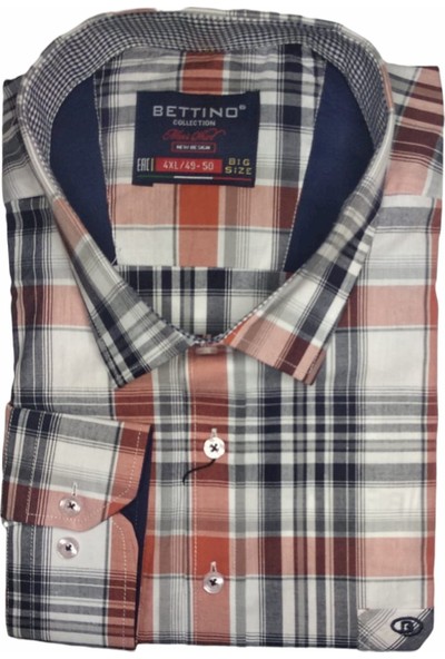 Erkek Büyük Beden Battal Boy Uzun Kol Klasik Kesim Ekose Gömlek