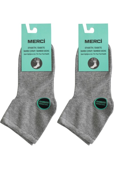 Merci 2’li Gri Bambu Diyabetik Kadın Kısa Konç Şeker Çorabı Merci 2’li Gri Bambu Diyabetik Kadın Kısa Konç Şeker Çorabı