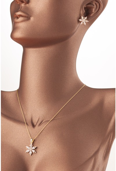 Gülüş Gümüş Gümüş Lotus Çiçeği Ikili Set (Altın Kaplama)