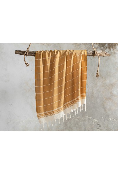 English Home Serenity Pamuklu Çizgili Peştamal 90 x 160 cm Turuncu - Sarı