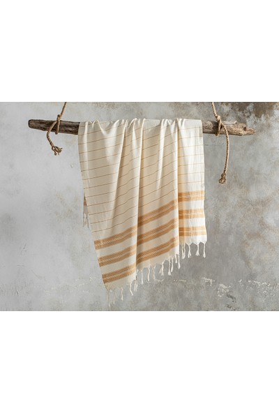 English Home Urban Pamuklu Çizgili Peştamal 90 x 160 cm Sarı