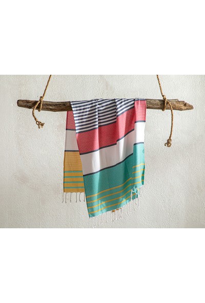 English Home Soleil Pamuklu Çizgili Plaj Havlusu 75 x 150 cm Yeşil