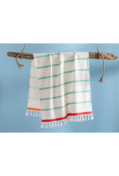 English Home Misty Pamuklu Jakarlı Plaj Havlusu 75 x 150 cm Pembe - Yeşil