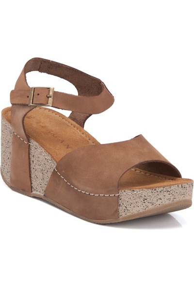 Tergan Taupe Nubuk Deri Kadın Sandalet 65543D4W