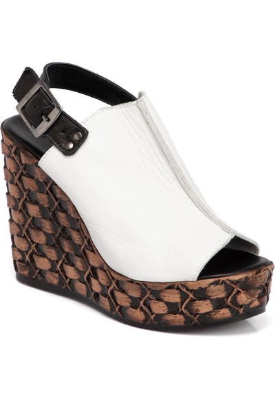 Tergan Beyaz Deri Kadın Sandalet 65603A26