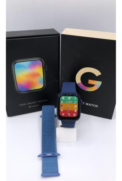 Pazariz G68L 6s Akıllı Saat Yan Tuşlar Aktif Uygulama – Çift Kordon Mavi