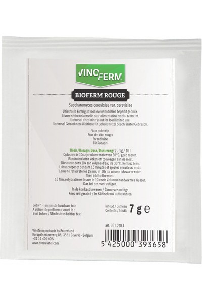 Vinoferm Kuru Şarap Mayası Bioferm Rouge 7 gr Vinoferm Kuru Şarap Mayası Bioferm Rouge 7 gr