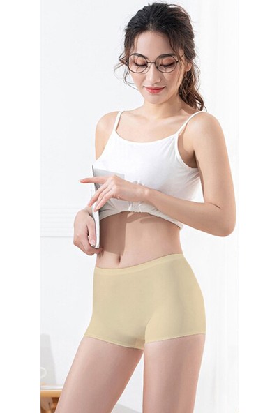 İsunstore Kadın Dikişsiz Görünmez Iz Yapmaz Mini Şort Boxer Ten
