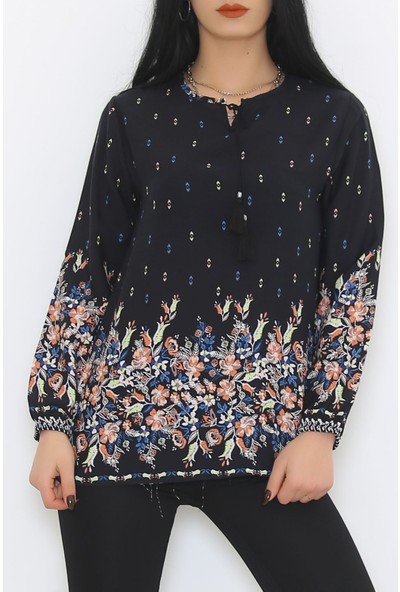 Maysolasta Desenli Bluz Siyahdesenli - 8876.107. Maysolasta Desenli Bluz Siyahdesenli - 8876.107.