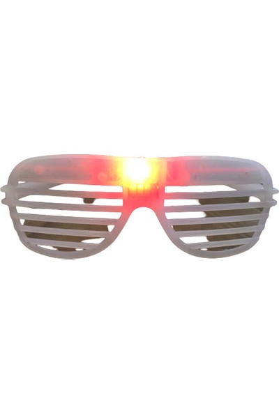 LED Işıklı Şeffaf Beyaz Panjur Parti Gözlüğü