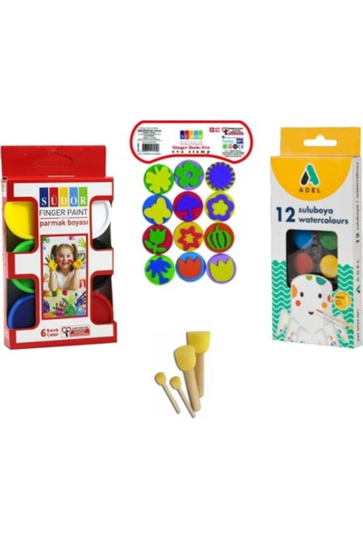 Çocuklar Için Parmak Boyası ve Sulu Baskı Seti