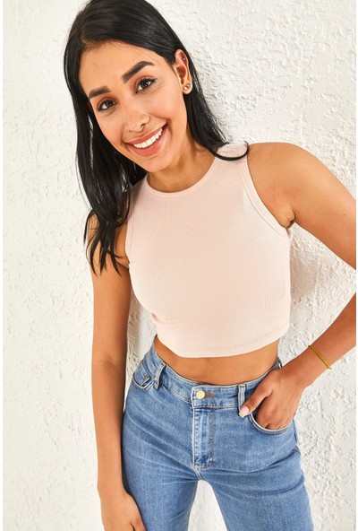 Oshebu Kadın Sıfır Kol Kaşkorse Crop Bluz Oshebu Kadın Sıfır Kol Kaşkorse Crop Bluz