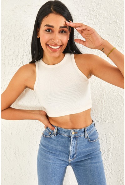 Oshebu Kadın Sıfır Kol Kaşkorse Crop Bluz Oshebu Kadın Sıfır Kol Kaşkorse Crop Bluz