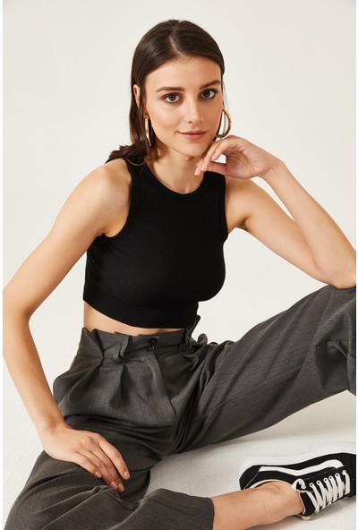 Oshebu Kadın Sıfır Kol Kaşkorse Crop Bluz Oshebu Kadın Sıfır Kol Kaşkorse Crop Bluz