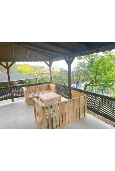 Asaf Ticaret 34 Dekoratif Ahşap Palet Bahçe Balkon Takımı