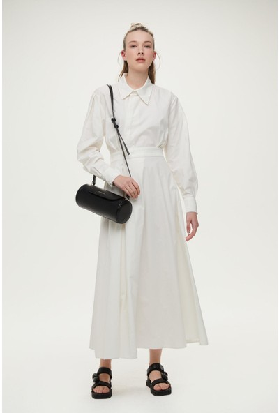 Anvelop Kapama Cepli Elbise Beyaz