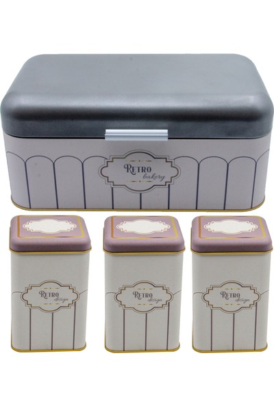 Evle ERB08U6 Menteşeli Ekmek Kutusu 4 Lü Set , Retro Evle ERB08U6 Menteşeli Ekmek Kutusu 4 Lü Set , Retro