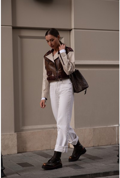 Dericlub H.quınn Crop Biker Kadın Deri Mont Dericlub H.quınn Crop Biker Kadın Deri Mont