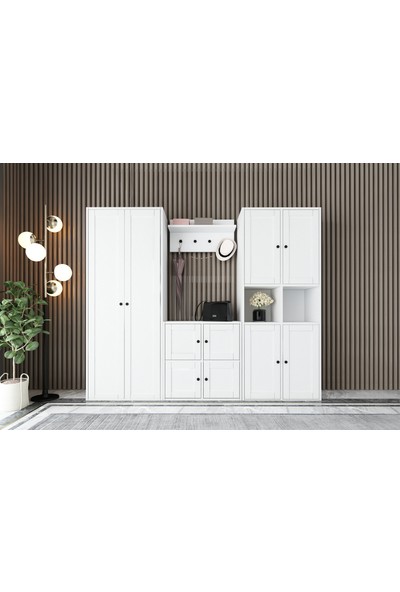 Nettrends Dolapli Askilikli Vestiyer Beyaz 163 cm VST-1035 Nettrends Dolapli Askilikli Vestiyer Beyaz 163 cm VST-1035