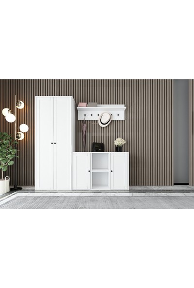 Nettrends Dolapli Askilikli Vestiyer Beyaz 163 cm VST-1029 Nettrends Dolapli Askilikli Vestiyer Beyaz 163 cm VST-1029
