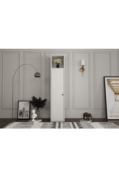 Nettrends Kapakli Rafli Çok Amaçli Dolap Beyaz 35 cm ÇA-D-1008-Ç