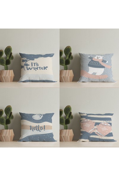 Ladies Home 4 Parça Özel Tasarım Çift Taraflı Dijital Baskılı Kırlent Kılıfı