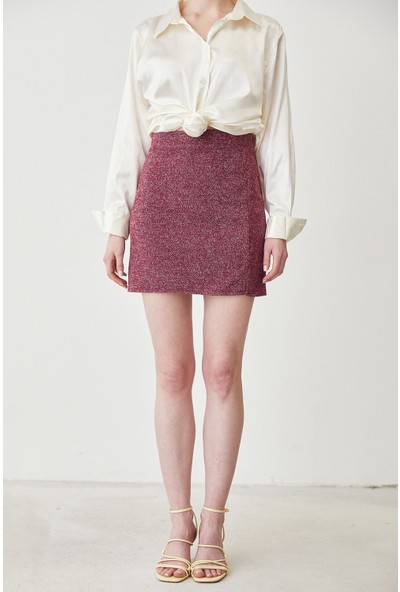 BY H Yırtmaç Detaylı Etek-Bordo