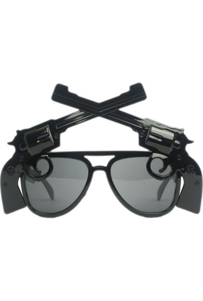 Pandoli Western Partisi Tabanca Şekilli Parti Gözlüğü Siyah Renk