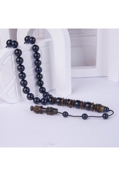 Vetesbih Sistemli Imame Işçilikli Ateş Kehribar Tesbih Büyük Boy