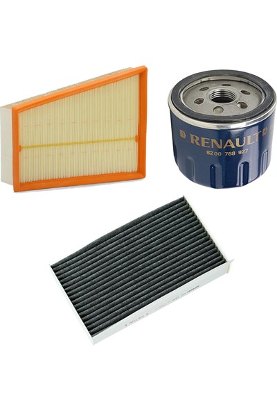 Oto Deposu Renault Megane 3 1.5 Dci Filtre Bakım Seti 86-90-95-106-110 Bg Model 2008-2019 [karbon 3LÜ-OTODEPOSUSET1984F]