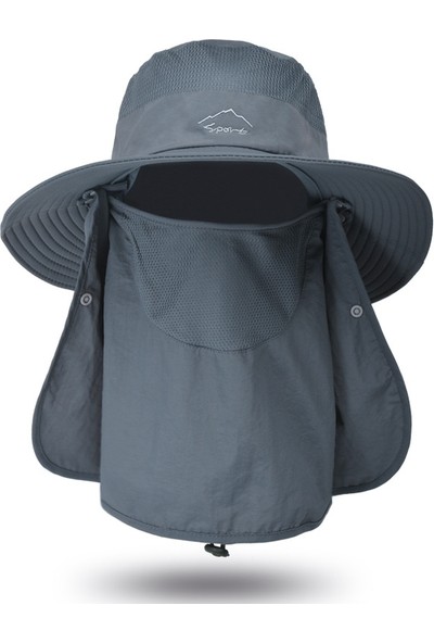 Yuekeda Dış Mekan Çabuk Kuruyan Güneş Koruyucu Nefes Alabilen Güneş Şapkası Gri (Yurt Dışından)