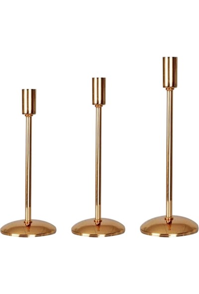 Evlight 3 Lü Gold Düz Şamdan MUMLUK6243002882968