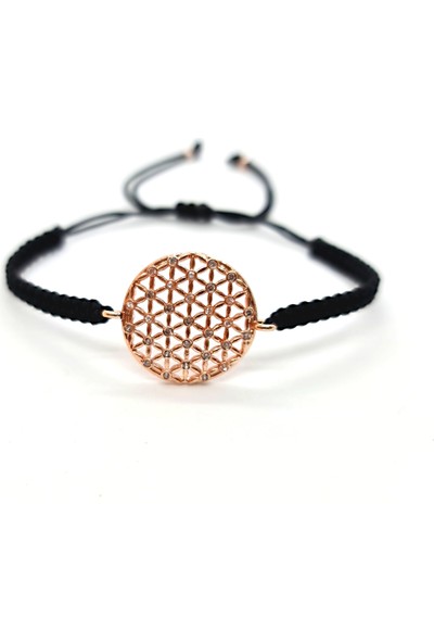 Pag Accessories Makrome Örgü Ip Yaşam Çiçeği Rose Renk Zirkon Taşlı Bileklik Pag Accessories Makrome Örgü Ip Yaşam Çiçeği Rose Renk Zirkon Taşlı Bileklik