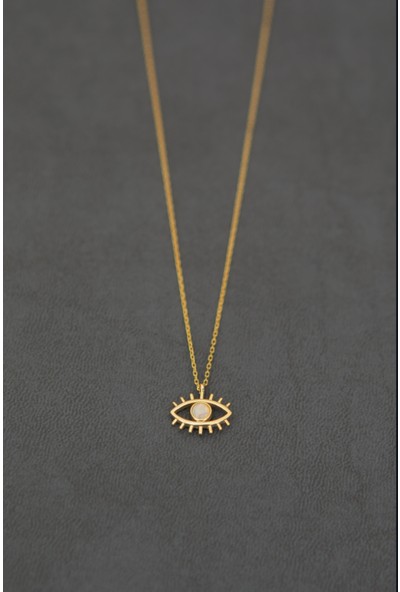 Artisan By Sıla Bacak Beyaz Opal Göz Kolye Sarı