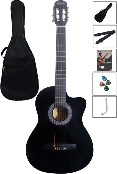 Midex CG-39BK Siyah Klasik Gitar 4/4 Sap Ayarlı Kesik Kasa Set (Çanta Askı Metod Pena) Midex CG-39BK Siyah Klasik Gitar 4/4 Sap Ayarlı Kesik Kasa Set (Çanta Askı Metod Pena)