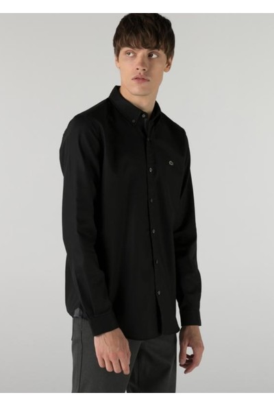 Lacoste Slim Fit Spor Siyah Gömlek
