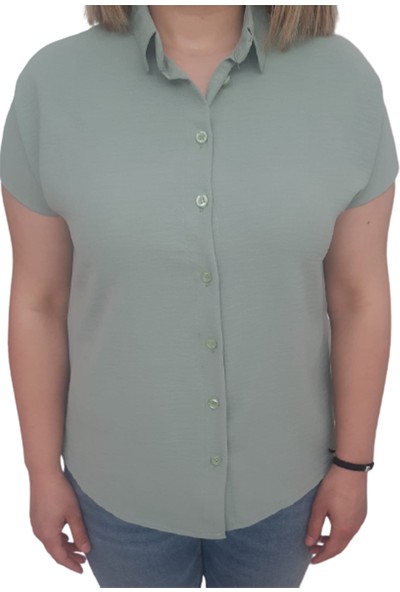 Gigi Giyim Aerobin Kumaş Düz Renk Kadın Gömlek